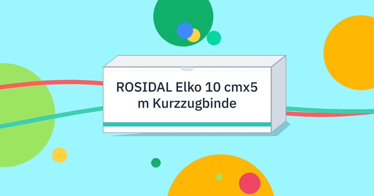 Symbolbild: Packung mit der Aufschrift ROSIDAL Elko 10 cmx5 m Kurzzugbinde (PZN 19447548) – Verfügbarkeit und Bezug in Apotheken in Frankfurt am Main