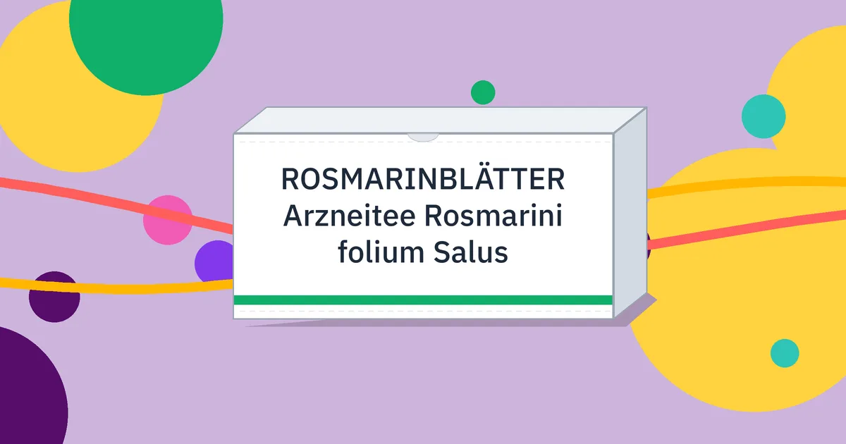Symbolbild: Packung mit der Aufschrift ROSMARINBLÄTTER Arzneitee Rosmarini folium Salus (PZN 06576474) – Verfügbarkeit und Bezug in Apotheken in Frankfurt am Main