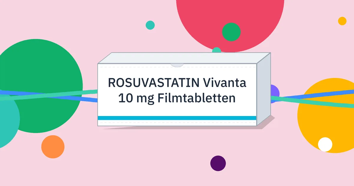 Symbolbild: Packung mit der Aufschrift ROSUVASTATIN Vivanta 10 mg Filmtabletten (PZN 16663240) – Verfügbarkeit und Bezug in Apotheken in Frankfurt am Main