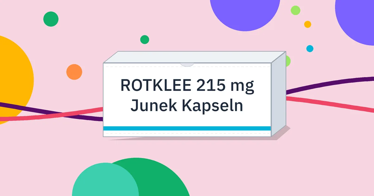 Symbolbild: Packung mit der Aufschrift ROTKLEE 215 mg Junek Kapseln (PZN 18174396) – Verfügbarkeit und Bezug in Apotheken in Frankfurt am Main