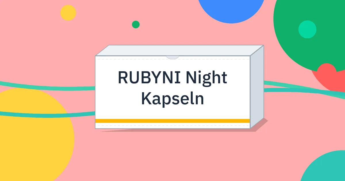 Symbolbild: Packung mit der Aufschrift RUBYNI Night Kapseln (PZN 19743407) – Verfügbarkeit und Bezug in Apotheken in Frankfurt am Main