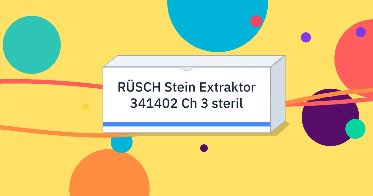 Symbolbild: Packung mit der Aufschrift RÜSCH Stein Extraktor 341402 Ch 3 steril (PZN 04251839) – Verfügbarkeit und Bezug in Apotheken in Frankfurt am Main