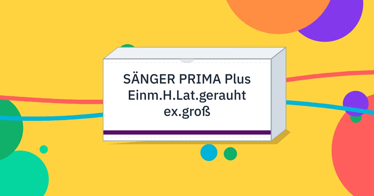 Symbolbild: Packung mit der Aufschrift SÄNGER PRIMA Plus Einm.H.Lat.gerauht ex.groß (PZN 00289182) – Verfügbarkeit und Bezug in Apotheken in Frankfurt am Main