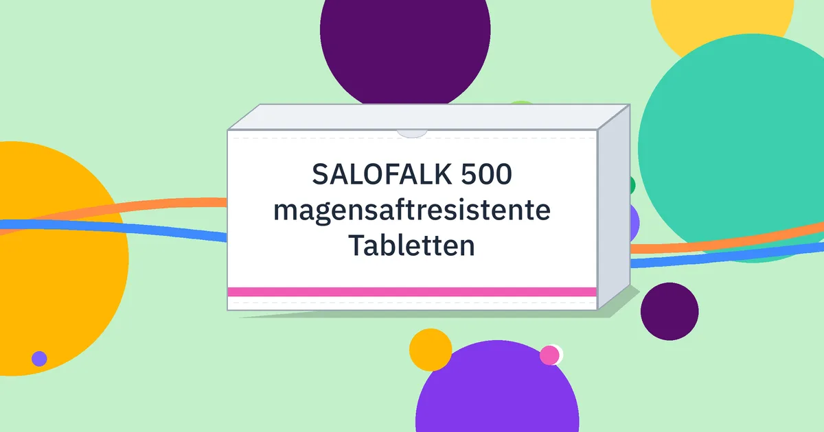Symbolbild: Packung mit der Aufschrift SALOFALK 500 magensaftresistente Tabletten (PZN 01128831) – Verfügbarkeit und Bezug in Apotheken in Frankfurt am Main