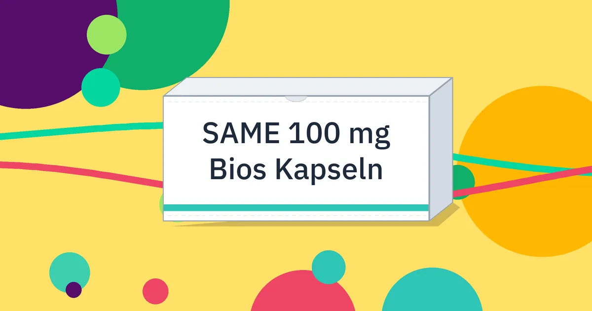 Symbolbild: Packung mit der Aufschrift SAME 100 mg Bios Kapseln (PZN 14296085) – Verfügbarkeit und Bezug in Apotheken in Frankfurt am Main