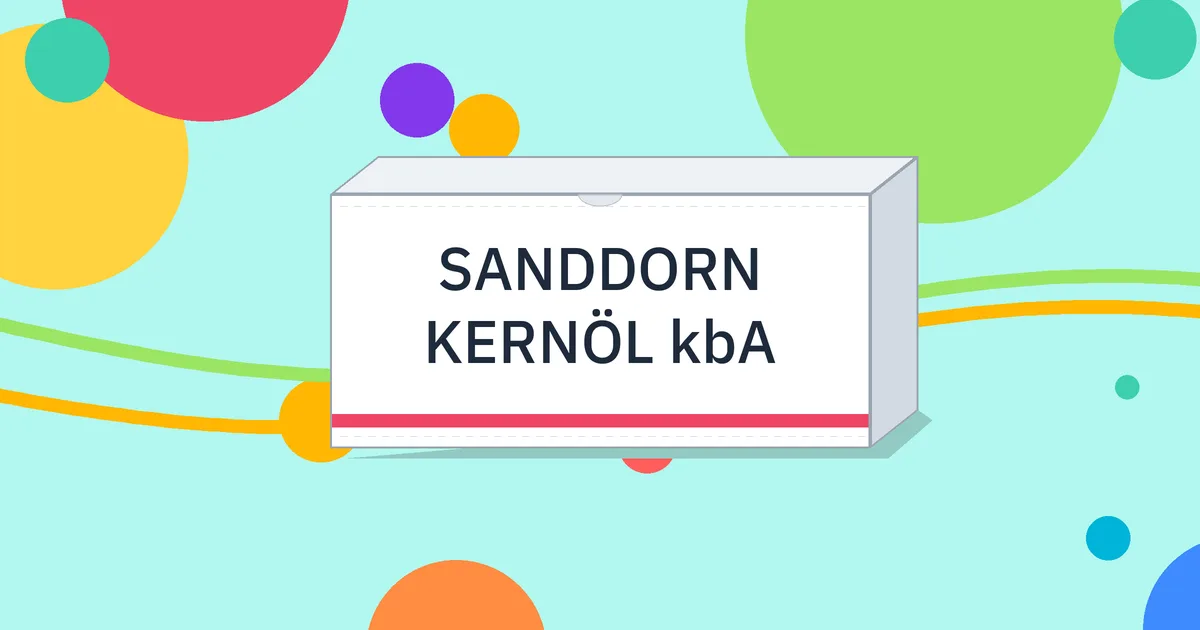 Symbolbild: Packung mit der Aufschrift SANDDORN KERNÖL kbA (PZN 18854932) – Verfügbarkeit und Bezug in Apotheken in Frankfurt am Main