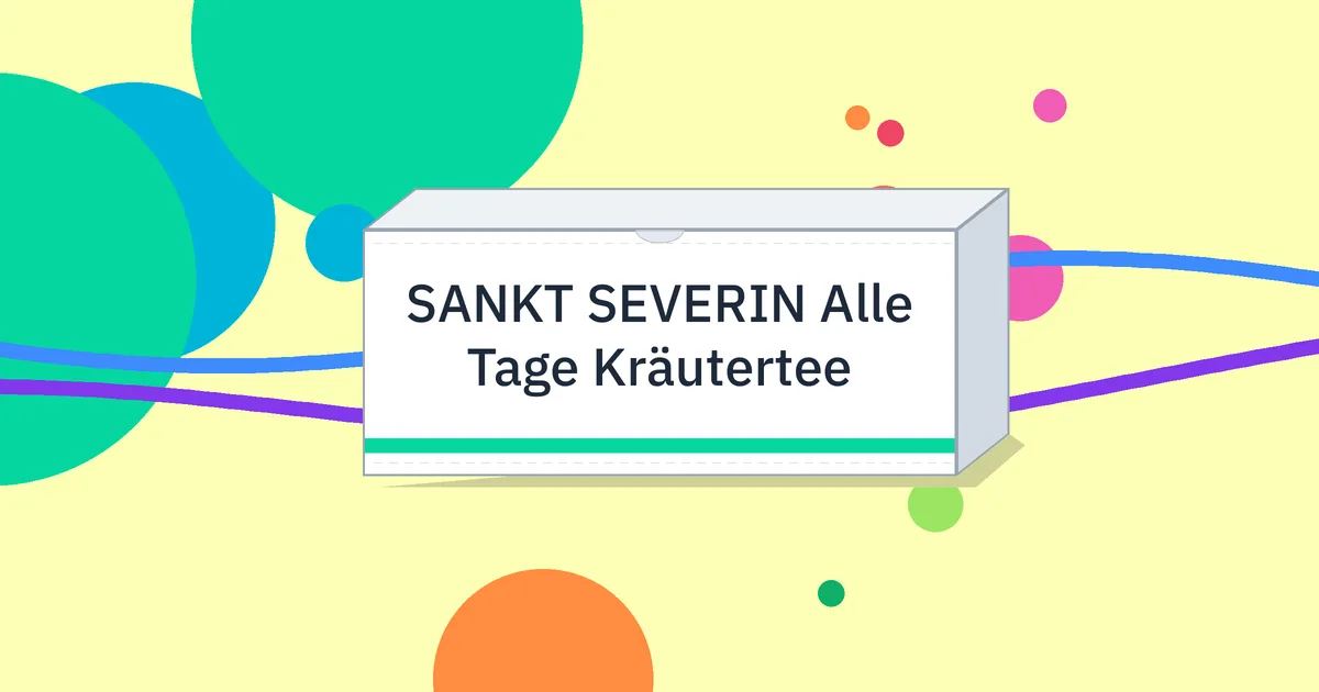 Symbolbild: Packung mit der Aufschrift SANKT SEVERIN Alle Tage Kräutertee (PZN 08534528) – Verfügbarkeit und Bezug in Apotheken in Frankfurt am Main