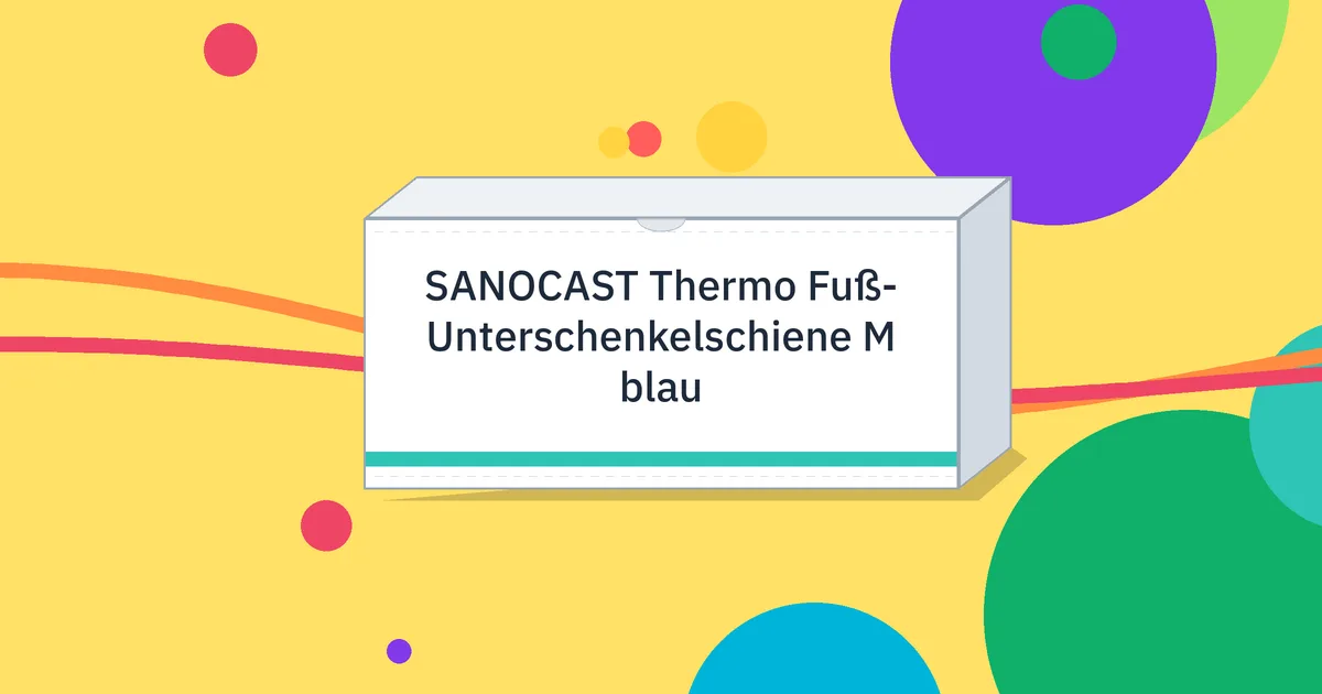 Symbolbild: Packung mit der Aufschrift SANOCAST Thermo Fuß-Unterschenkelschiene M blau (PZN 15260913) – Verfügbarkeit und Bezug in Apotheken in Frankfurt am Main