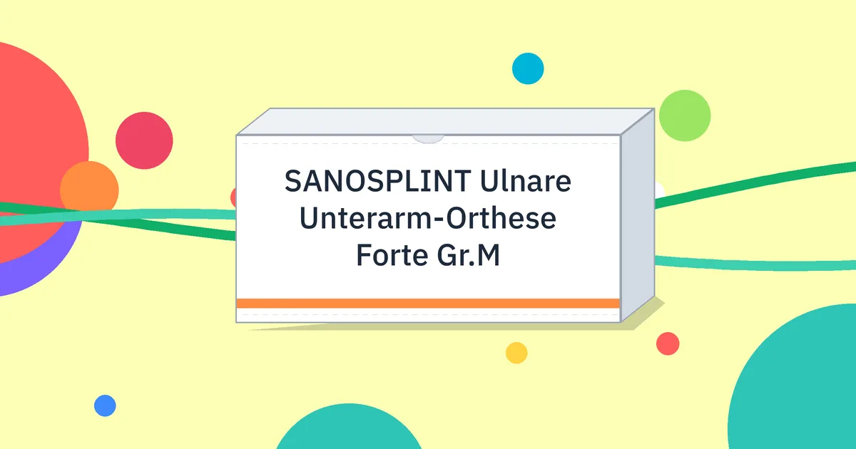 Symbolbild: Packung mit der Aufschrift SANOSPLINT Ulnare Unterarm-Orthese Forte Gr.M (PZN 11281232) – Verfügbarkeit und Bezug in Apotheken in Frankfurt am Main
