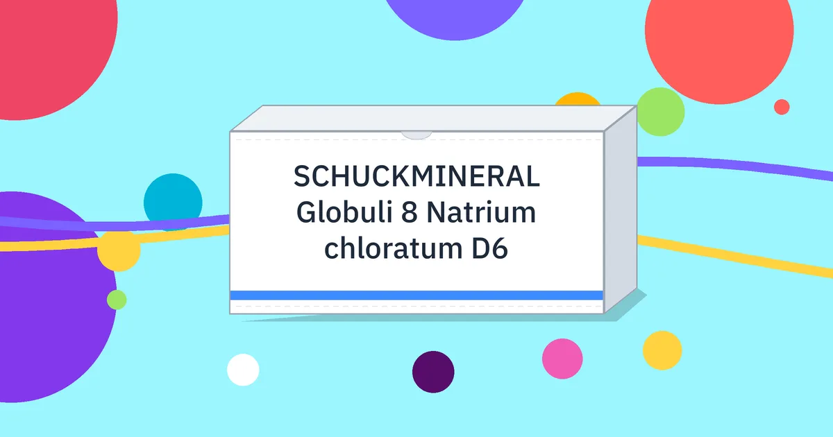 Symbolbild: Packung mit der Aufschrift SCHUCKMINERAL Globuli 8 Natrium chloratum D6 (PZN 00425573) – Verfügbarkeit und Bezug in Apotheken in Frankfurt am Main