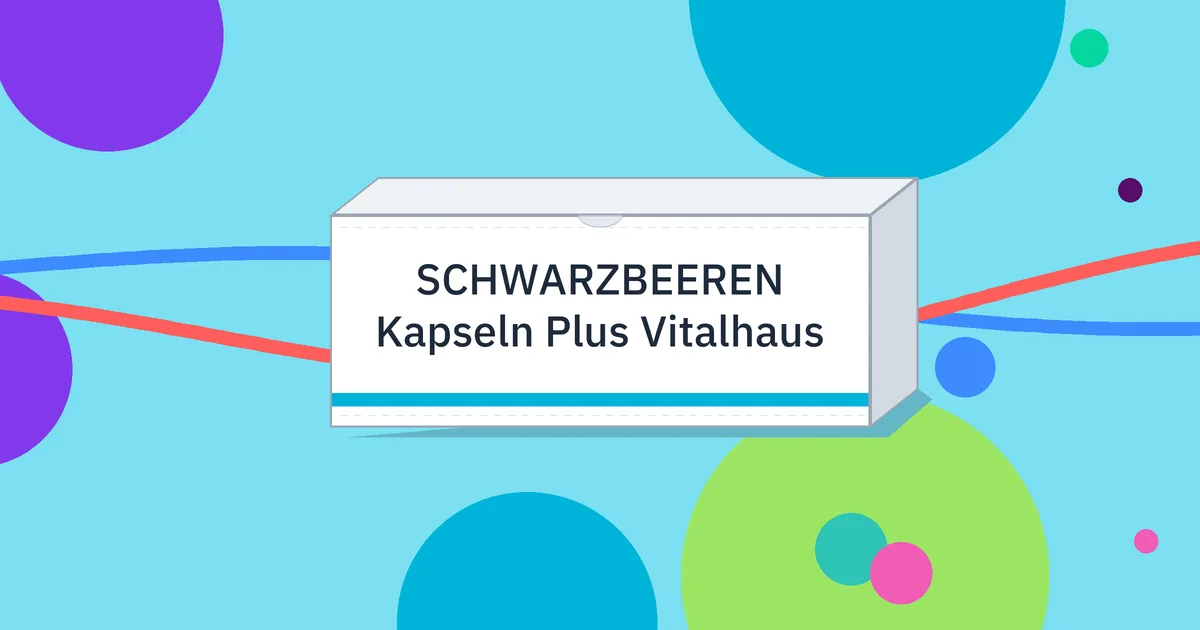 Symbolbild: Packung mit der Aufschrift SCHWARZBEEREN Kapseln Plus Vitalhaus (PZN 03393394) – Verfügbarkeit und Bezug in Apotheken in Frankfurt am Main