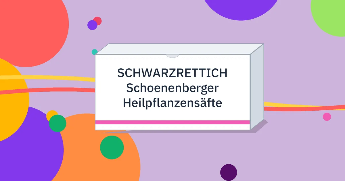 Symbolbild: Packung mit der Aufschrift SCHWARZRETTICH Schoenenberger Heilpflanzensäfte (PZN 00692328) – Verfügbarkeit und Bezug in Apotheken in Frankfurt am Main