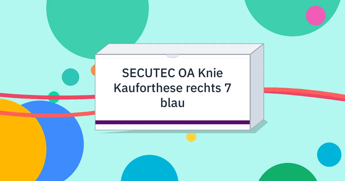 Symbolbild: Packung mit der Aufschrift SECUTEC OA Knie Kauforthese rechts 7 blau (PZN 14253992) – Verfügbarkeit und Bezug in Apotheken in Frankfurt am Main