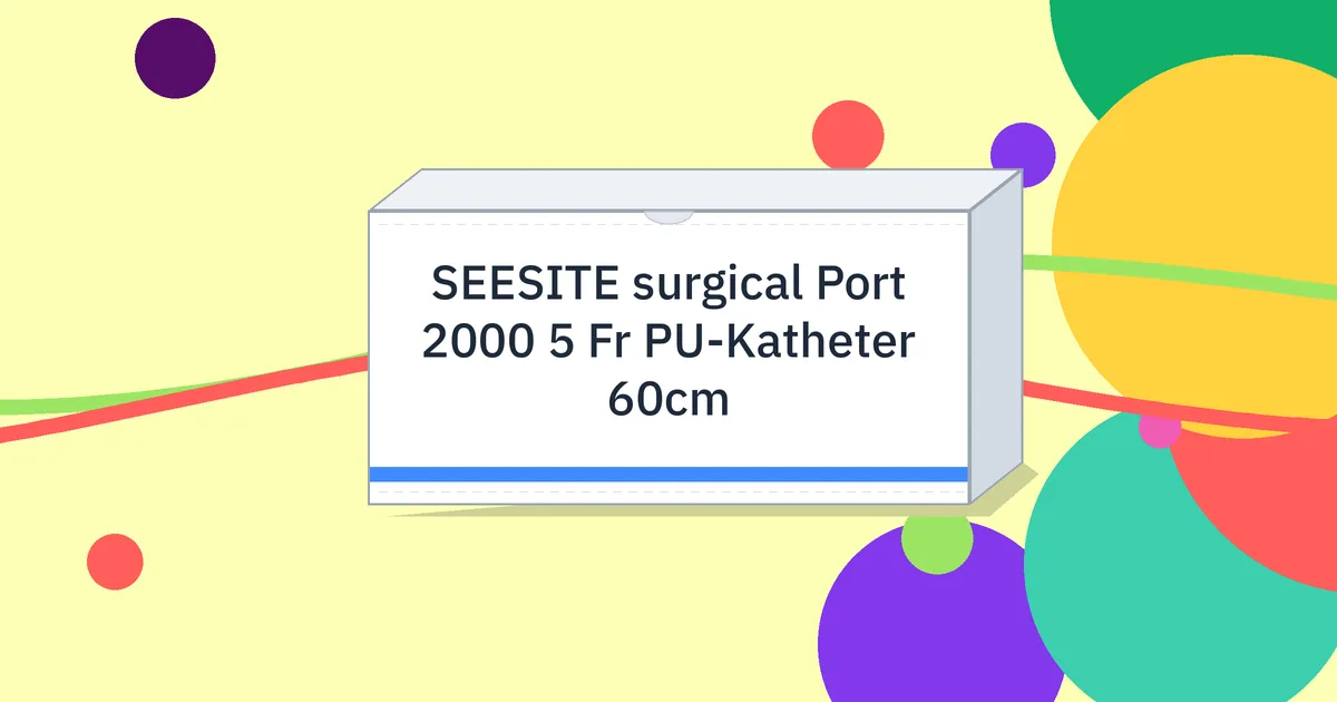Symbolbild: Packung mit der Aufschrift SEESITE surgical Port 2000 5 Fr PU-Katheter 60cm (PZN 18493977) – Verfügbarkeit und Bezug in Apotheken in Frankfurt am Main