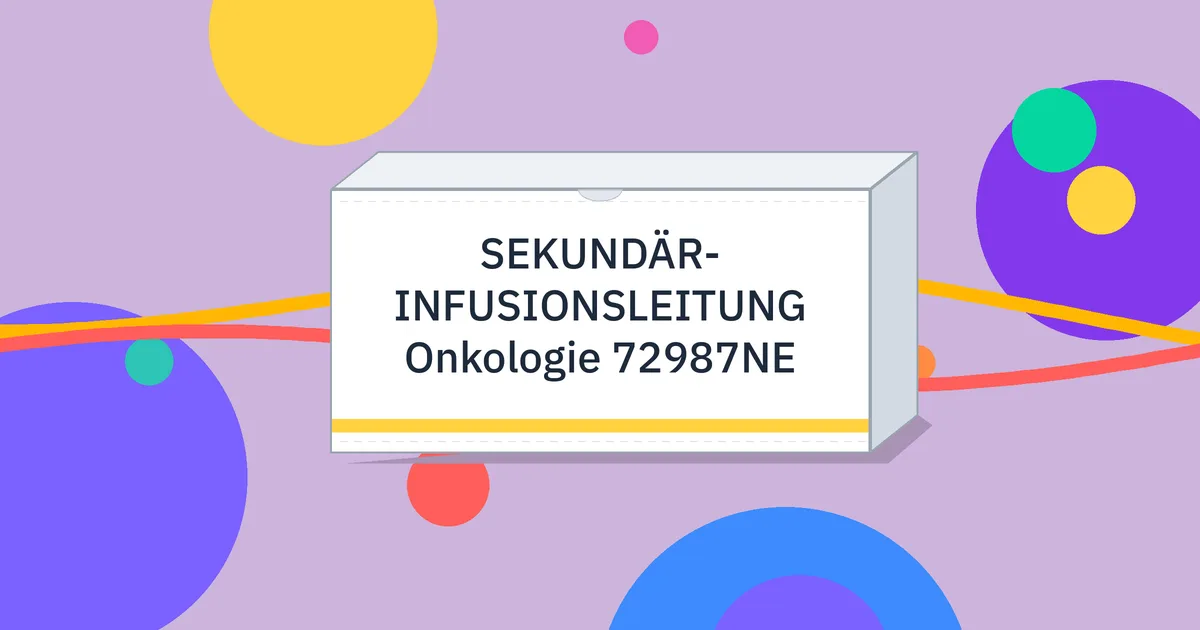 Symbolbild: Packung mit der Aufschrift SEKUNDÄR-INFUSIONSLEITUNG Onkologie 72987NE (PZN 13589388) – Verfügbarkeit und Bezug in Apotheken in Frankfurt am Main