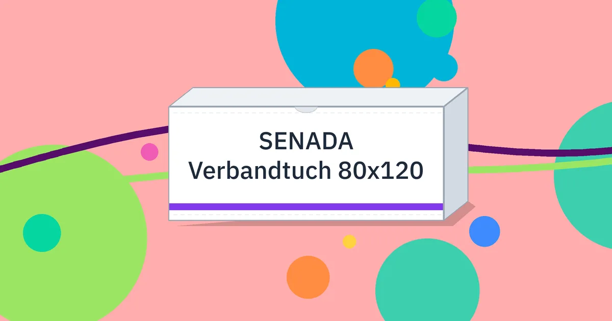 Symbolbild: Packung mit der Aufschrift SENADA Verbandtuch 80x120 (PZN 08421209) – Verfügbarkeit und Bezug in Apotheken in Frankfurt am Main