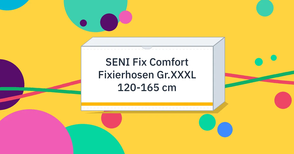 Symbolbild: Packung mit der Aufschrift SENI Fix Comfort Fixierhosen Gr.XXXL 120-165 cm (PZN 15254284) – Verfügbarkeit und Bezug in Apotheken in Frankfurt am Main