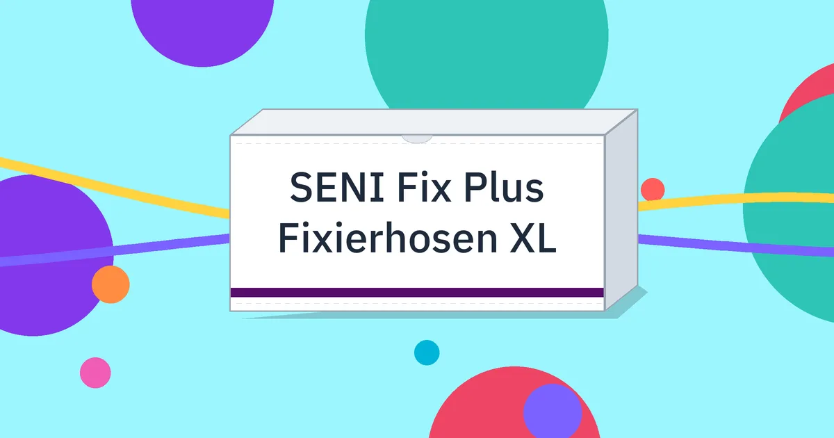 Symbolbild: Packung mit der Aufschrift SENI Fix Plus Fixierhosen XL (PZN 10790983) – Verfügbarkeit und Bezug in Apotheken in Frankfurt am Main