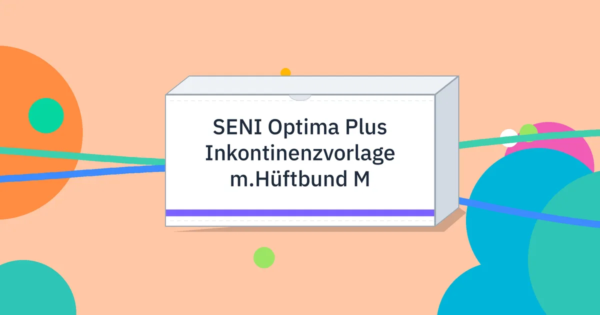 Symbolbild: Packung mit der Aufschrift SENI Optima Plus Inkontinenzvorlage m.Hüftbund M (PZN 03154330) – Verfügbarkeit und Bezug in Apotheken in Frankfurt am Main