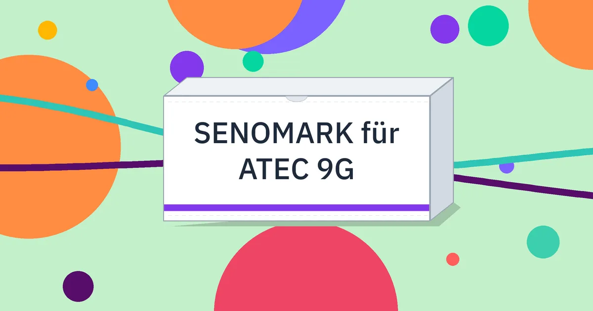 Symbolbild: Packung mit der Aufschrift SENOMARK für ATEC 9G (PZN 03561868) – Verfügbarkeit und Bezug in Apotheken in Frankfurt am Main