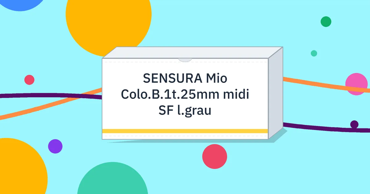 Symbolbild: Packung mit der Aufschrift SENSURA Mio Colo.B.1t.25mm midi SF l.grau (PZN 10201685) – Verfügbarkeit und Bezug in Apotheken in Frankfurt am Main