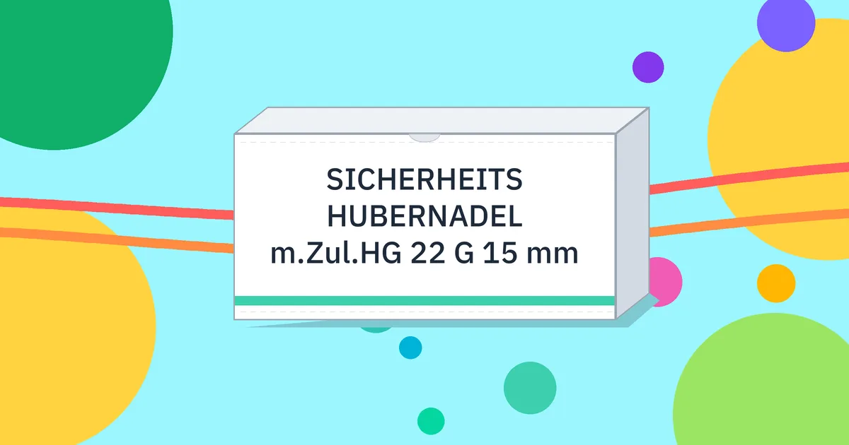 Symbolbild: Packung mit der Aufschrift SICHERHEITS HUBERNADEL m.Zul.HG 22 G 15 mm (PZN 14321972) – Verfügbarkeit und Bezug in Apotheken in Frankfurt am Main