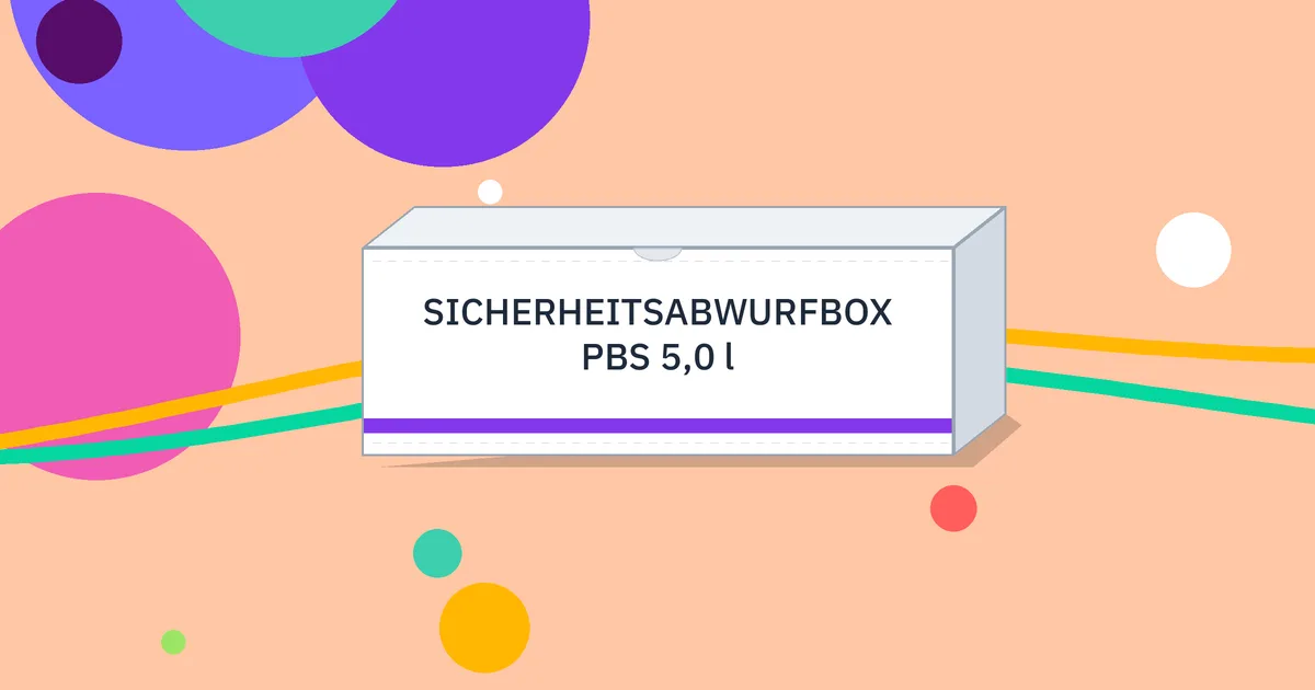 Symbolbild: Packung mit der Aufschrift SICHERHEITSABWURFBOX PBS 5,0 l (PZN 06403199) – Verfügbarkeit und Bezug in Apotheken in Frankfurt am Main