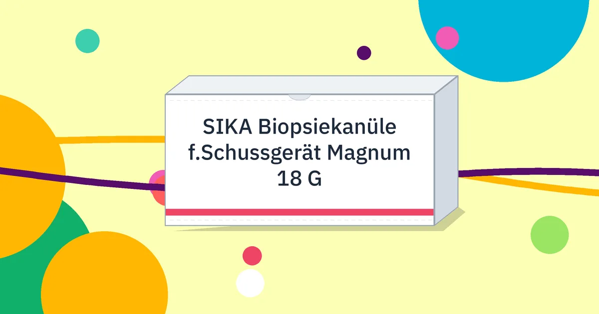 Symbolbild: Packung mit der Aufschrift SIKA Biopsiekanüle f.Schussgerät Magnum 18 G (PZN 03853737) – Verfügbarkeit und Bezug in Apotheken in Frankfurt am Main