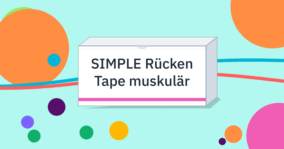 Symbolbild: Packung mit der Aufschrift SIMPLE Rücken Tape muskulär (PZN 06116152) – Verfügbarkeit und Bezug in Apotheken in Frankfurt am Main