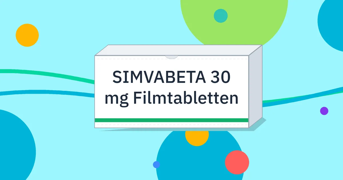 Symbolbild: Packung mit der Aufschrift SIMVABETA 30 mg Filmtabletten (PZN 03241170) – Verfügbarkeit und Bezug in Apotheken in Frankfurt am Main