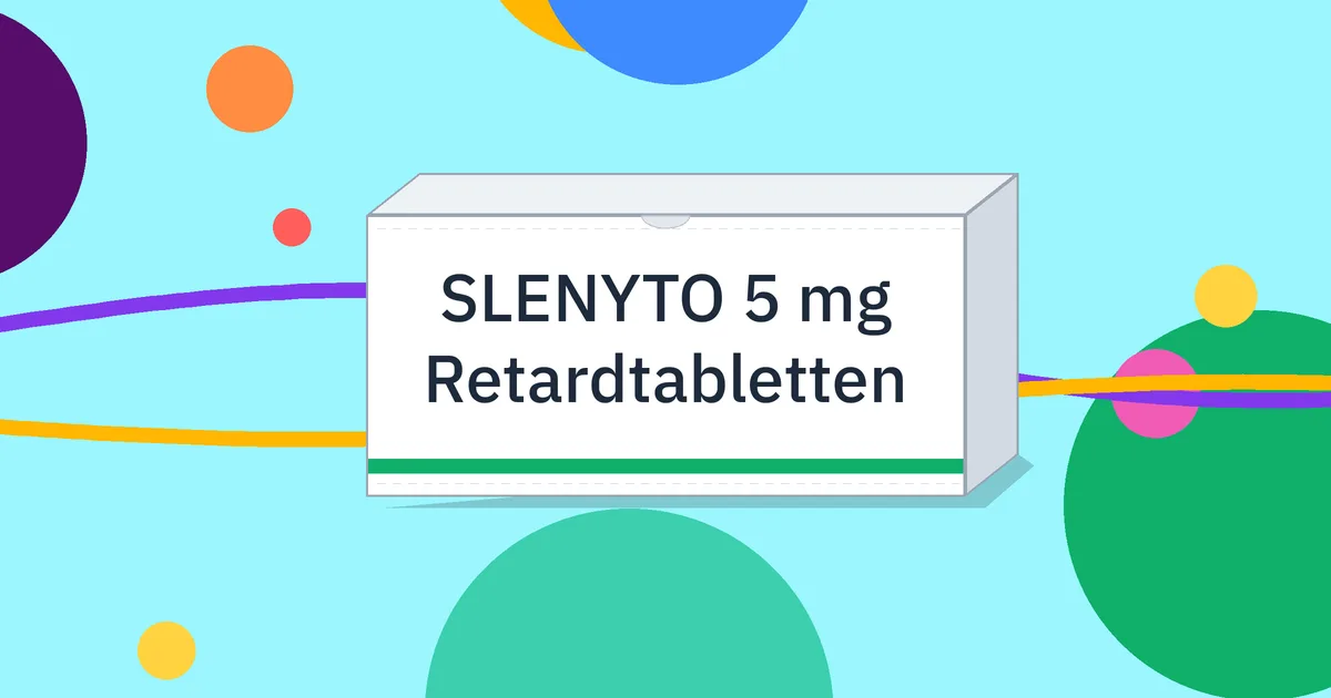 Symbolbild: Packung mit der Aufschrift SLENYTO 5 mg Retardtabletten (PZN 19448766) – Verfügbarkeit und Bezug in Apotheken in Frankfurt am Main