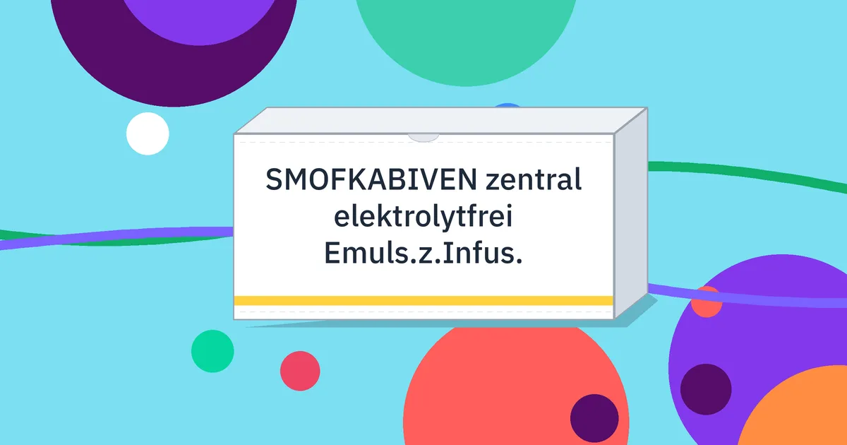 Symbolbild: Packung mit der Aufschrift SMOFKABIVEN zentral elektrolytfrei Emuls.z.Infus. (PZN 18231912) – Verfügbarkeit und Bezug in Apotheken in Frankfurt am Main