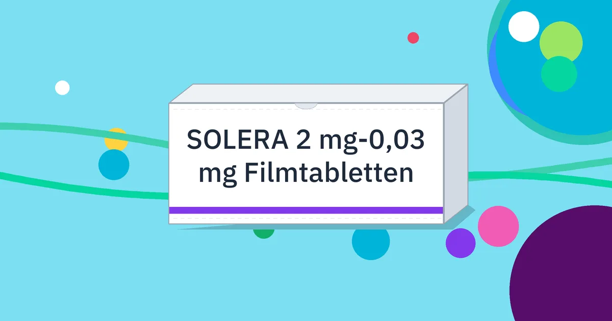 Symbolbild: Packung mit der Aufschrift SOLERA 2 mg-0,03 mg Filmtabletten (PZN 09506273) – Verfügbarkeit und Bezug in Apotheken in Frankfurt am Main