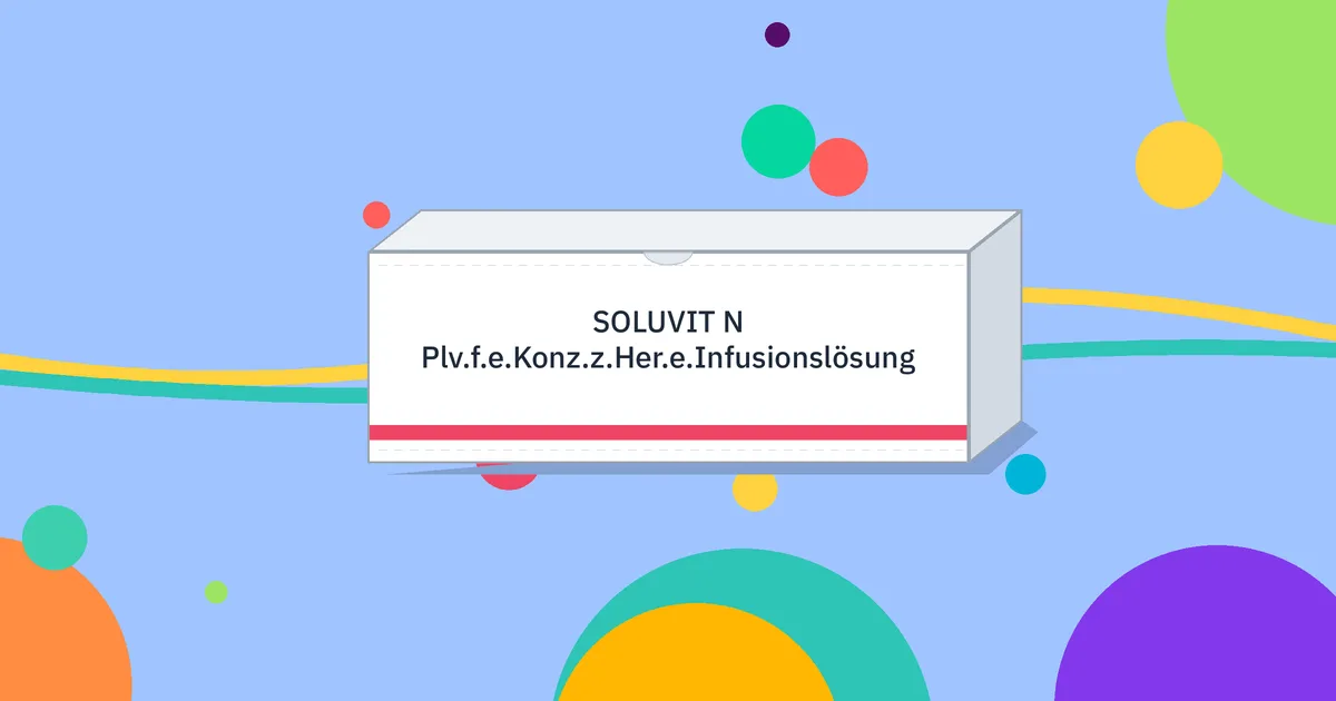 Symbolbild: Packung mit der Aufschrift SOLUVIT N Plv.f.e.Konz.z.Her.e.Infusionslösung (PZN 07517350) – Verfügbarkeit und Bezug in Apotheken in Frankfurt am Main