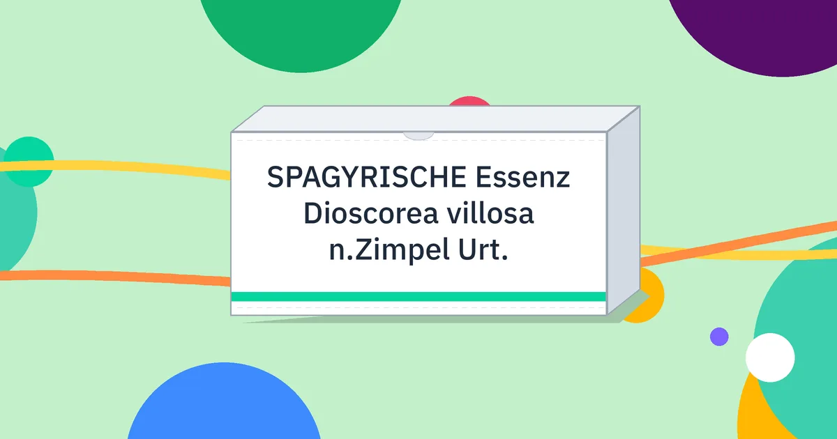 Symbolbild: Packung mit der Aufschrift SPAGYRISCHE Essenz Dioscorea villosa n.Zimpel Urt. (PZN 00762069) – Verfügbarkeit und Bezug in Apotheken in Frankfurt am Main