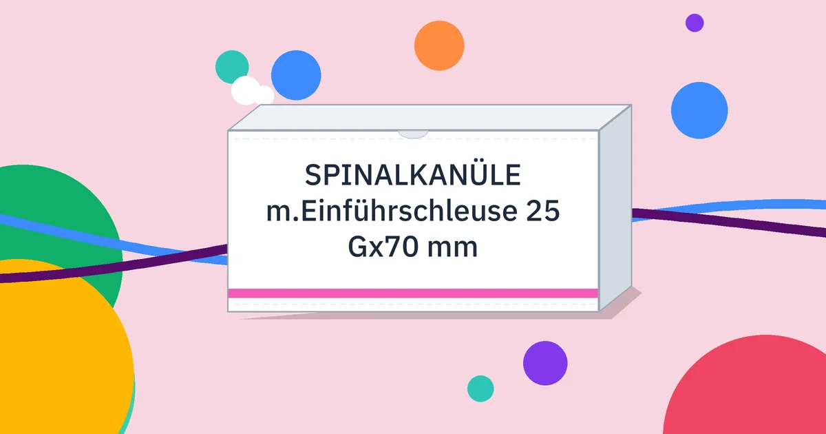 Symbolbild: Packung mit der Aufschrift SPINALKANÜLE m.Einführschleuse 25 Gx70 mm (PZN 03949673) – Verfügbarkeit und Bezug in Apotheken in Frankfurt am Main