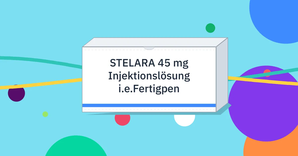Symbolbild: Packung mit der Aufschrift STELARA 45 mg Injektionslösung i.e.Fertigpen (PZN 19788516) – Verfügbarkeit und Bezug in Apotheken in Frankfurt am Main