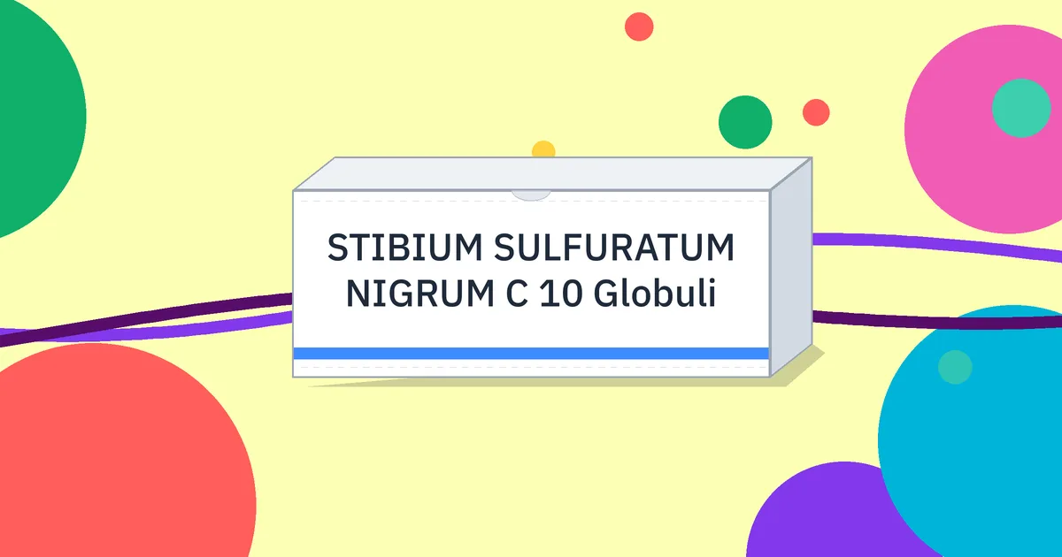 Symbolbild: Packung mit der Aufschrift STIBIUM SULFURATUM NIGRUM C 10 Globuli (PZN 01066596) – Verfügbarkeit und Bezug in Apotheken in Frankfurt am Main