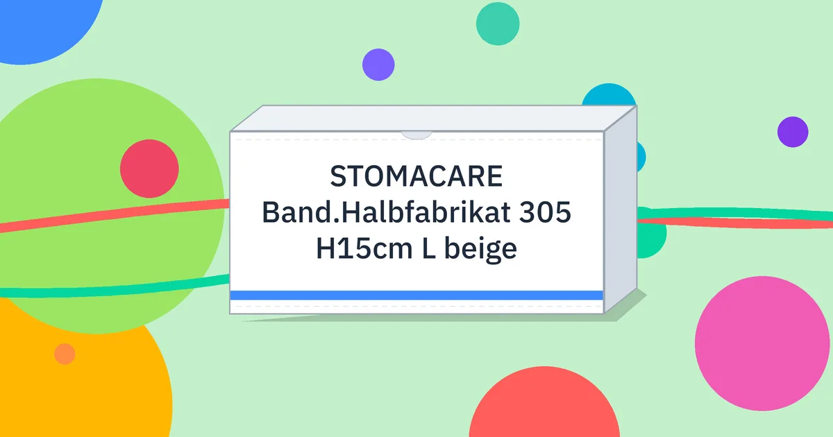 Symbolbild: Packung mit der Aufschrift STOMACARE Band.Halbfabrikat 305 H15cm L beige (PZN 07663643) – Verfügbarkeit und Bezug in Apotheken in Frankfurt am Main