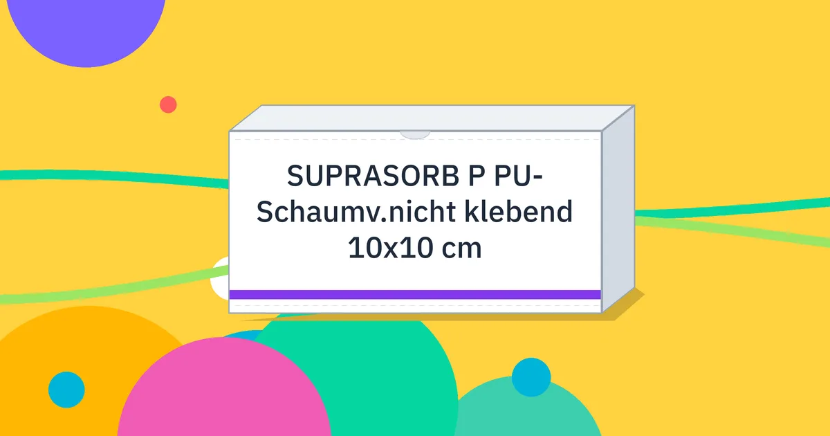 Symbolbild: Packung mit der Aufschrift SUPRASORB P PU-Schaumv.nicht klebend 10x10 cm (PZN 13858718) – Verfügbarkeit und Bezug in Apotheken in Frankfurt am Main