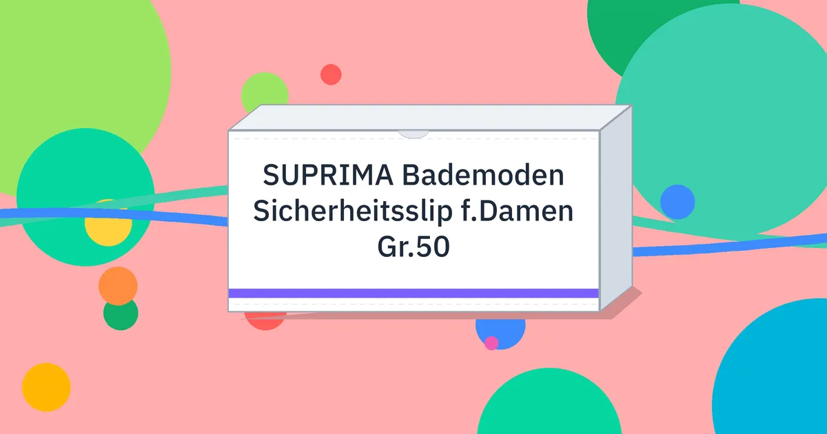 Symbolbild: Packung mit der Aufschrift SUPRIMA Bademoden Sicherheitsslip f.Damen Gr.50 (PZN 09222311) – Verfügbarkeit und Bezug in Apotheken in Frankfurt am Main