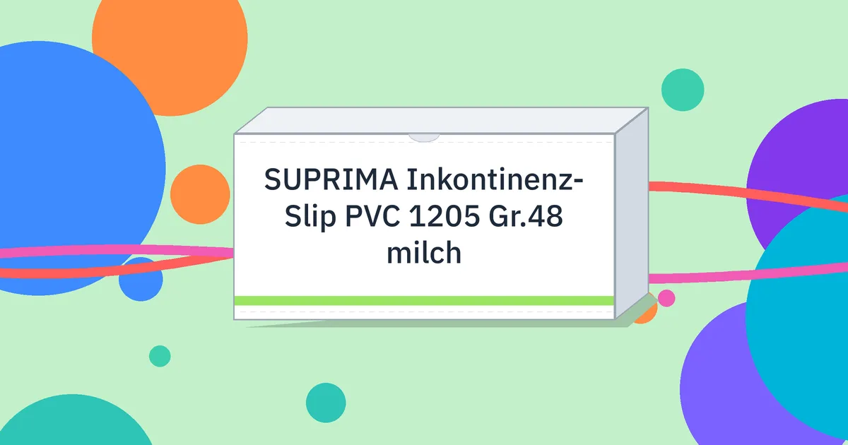 Symbolbild: Packung mit der Aufschrift SUPRIMA Inkontinenz-Slip PVC 1205 Gr.48 milch (PZN 03921462) – Verfügbarkeit und Bezug in Apotheken in Frankfurt am Main