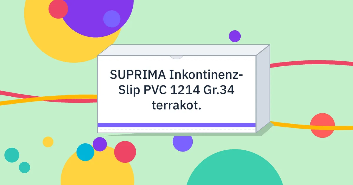 Symbolbild: Packung mit der Aufschrift SUPRIMA Inkontinenz-Slip PVC 1214 Gr.34 terrakot. (PZN 01404863) – Verfügbarkeit und Bezug in Apotheken in Frankfurt am Main