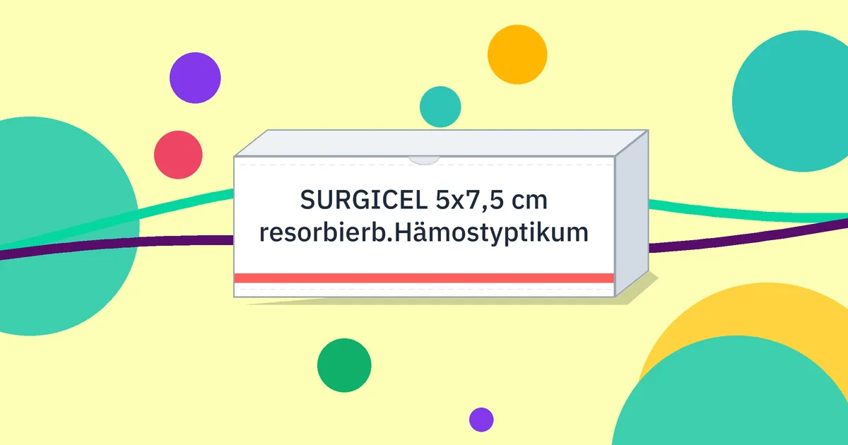 Symbolbild: Packung mit der Aufschrift SURGICEL 5x7,5 cm resorbierb.Hämostyptikum (PZN 19884935) – Verfügbarkeit und Bezug in Apotheken in Frankfurt am Main