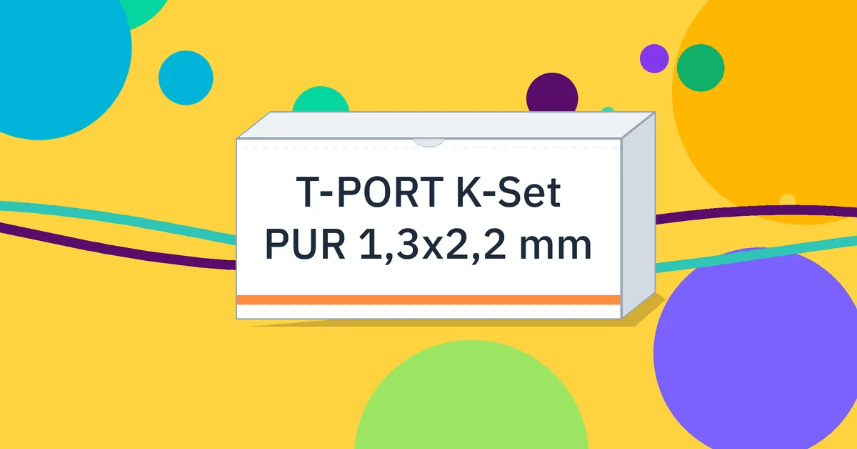 Symbolbild: Packung mit der Aufschrift T-PORT K-Set PUR 1,3x2,2 mm (PZN 17588813) – Verfügbarkeit und Bezug in Apotheken in Frankfurt am Main