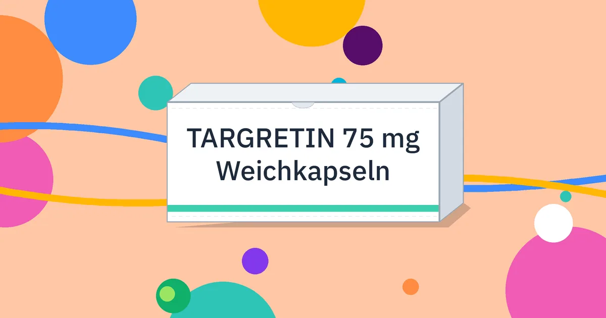 Symbolbild: Packung mit der Aufschrift TARGRETIN 75 mg Weichkapseln (PZN 09078825) – Verfügbarkeit und Bezug in Apotheken in Frankfurt am Main