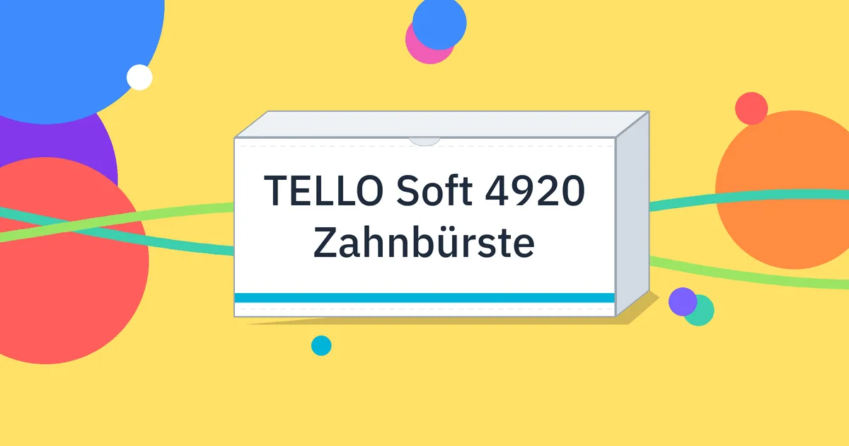Symbolbild: Packung mit der Aufschrift TELLO Soft 4920 Zahnbürste (PZN 16614388) – Verfügbarkeit und Bezug in Apotheken in Frankfurt am Main