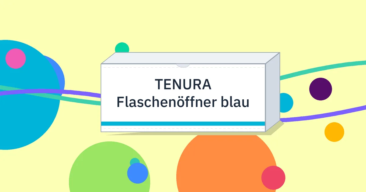 Symbolbild: Packung mit der Aufschrift TENURA Flaschenöffner blau (PZN 09669176) – Verfügbarkeit und Bezug in Apotheken in Frankfurt am Main