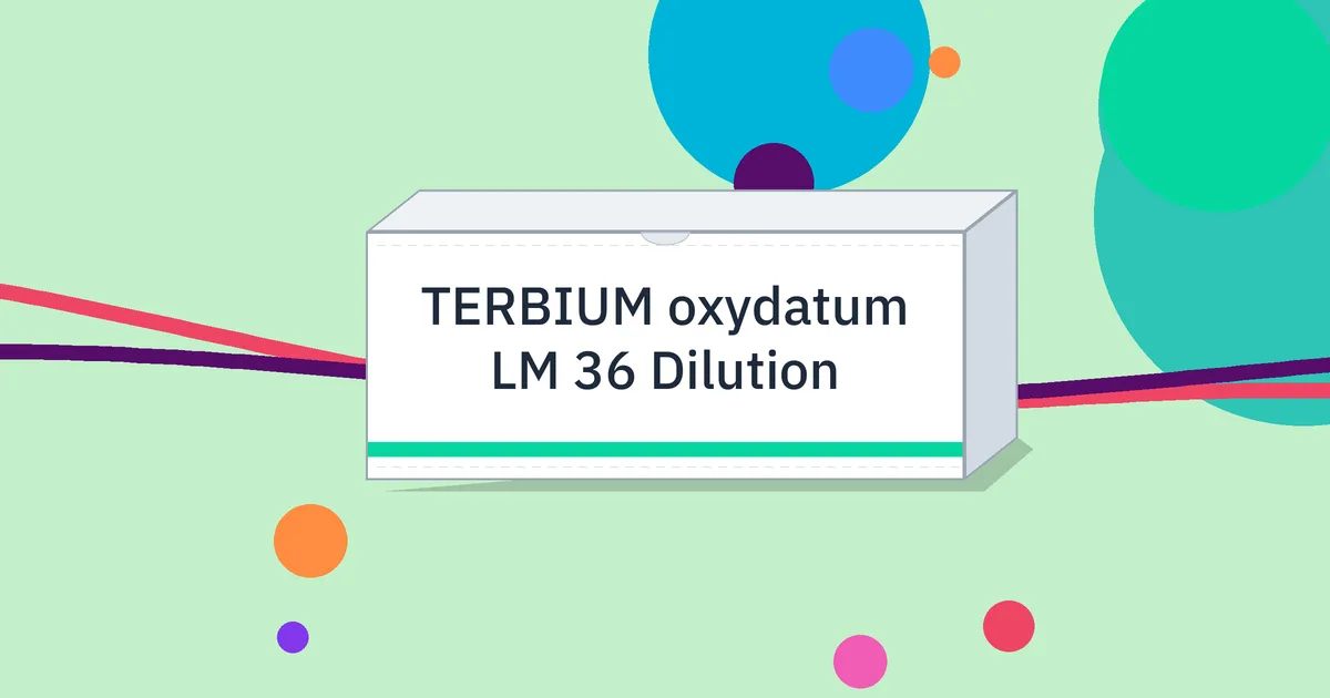 Symbolbild: Packung mit der Aufschrift TERBIUM oxydatum LM 36 Dilution (PZN 13216380) – Verfügbarkeit und Bezug in Apotheken in Frankfurt am Main