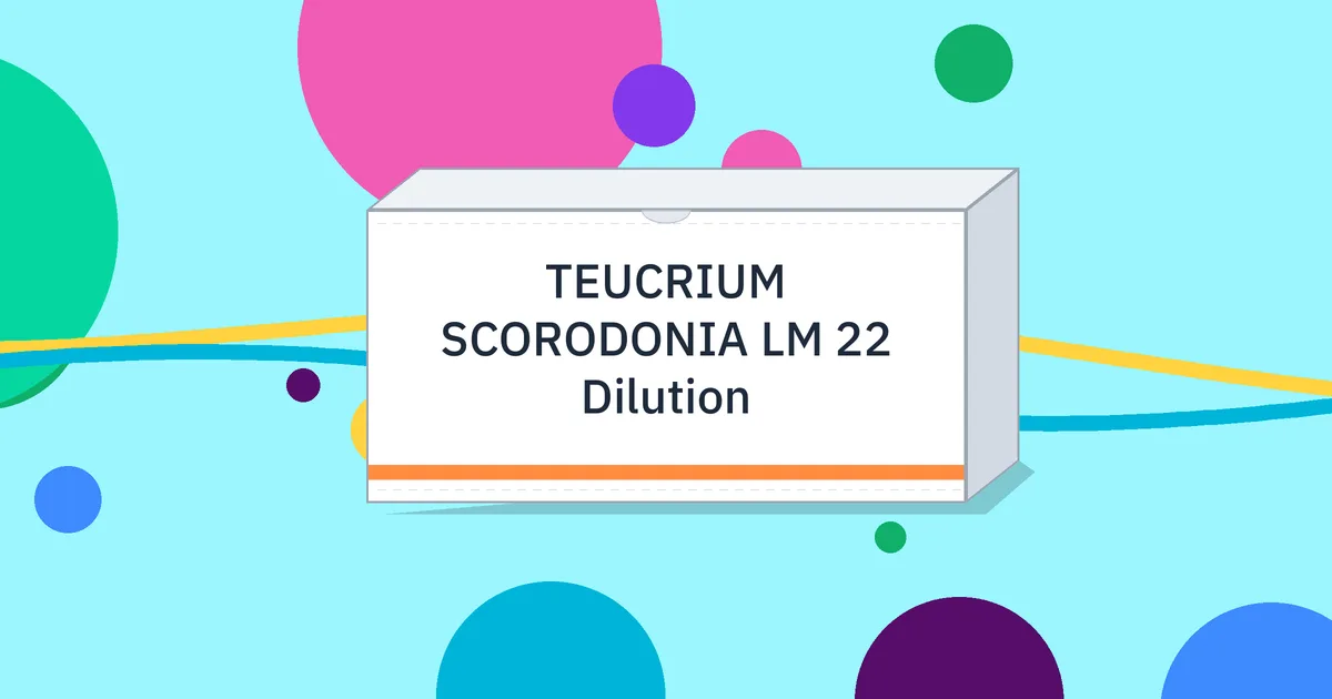 Symbolbild: Packung mit der Aufschrift TEUCRIUM SCORODONIA LM 22 Dilution (PZN 13217698) – Verfügbarkeit und Bezug in Apotheken in Frankfurt am Main